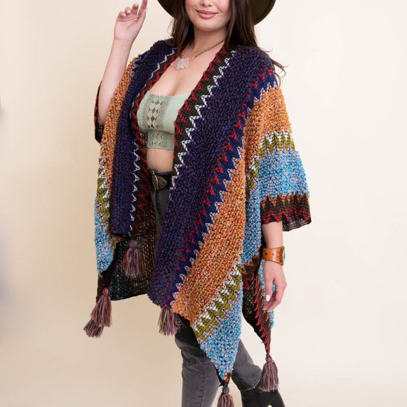 Jackets & Coats | Nwt Colorful Crochet Ruana | Poshmark